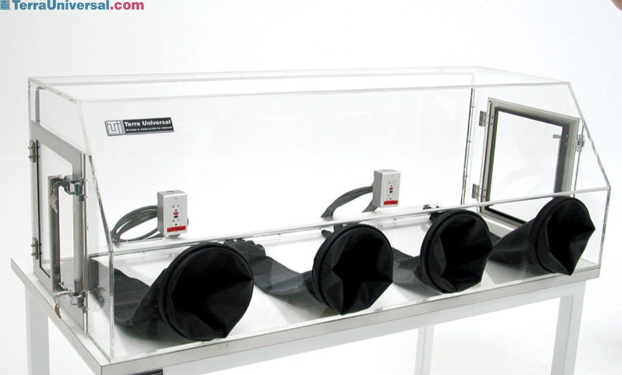 Glovebox; Biohazard Containment, Acrylic, 37" W x 24" D x 25" H, 2 ...