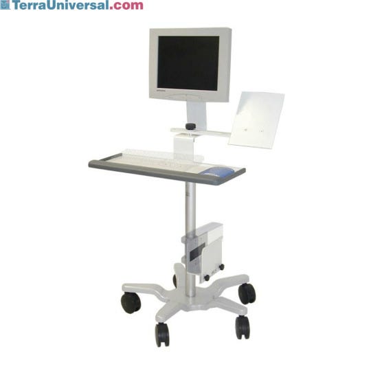 Cart; Cleanroom, Computer, Stainless Steel, 25.8" W x 17" D x 45" H 9600-19