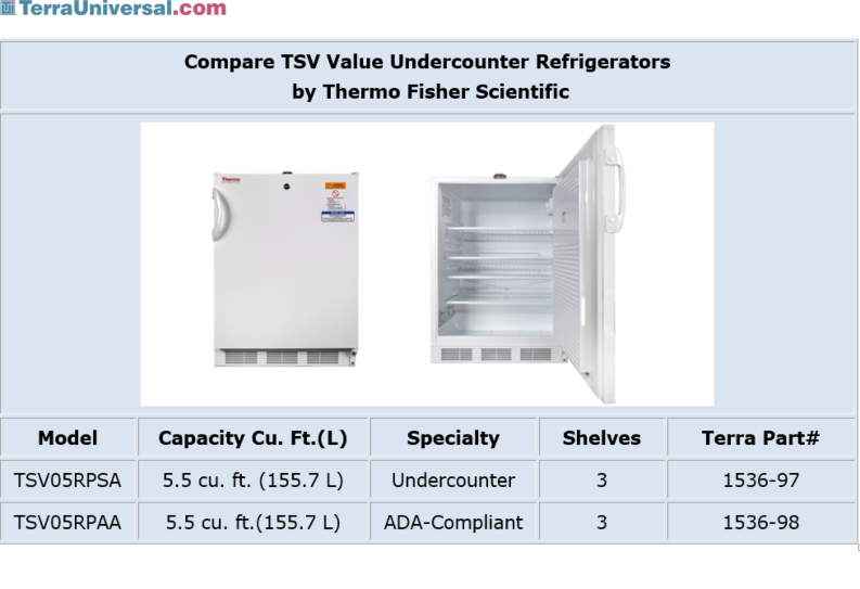 TSV05RPSA Value Undercounter Refrigerator, Thermo Scientific