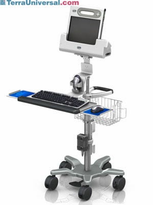 Cart; Cleanroom, Computer, Stainless Steel, 25.8" W x 17" D x 45" H 9600-19
