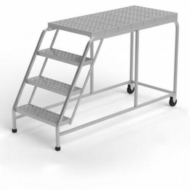 4 Steps 304 or 316L SS Mobile Work Platform, Diamond Plating Tread, 24 ...
