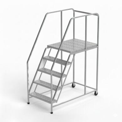 5 Steps 304 or 316L SS Mobile Work Platform with Handrails, Diamond ...