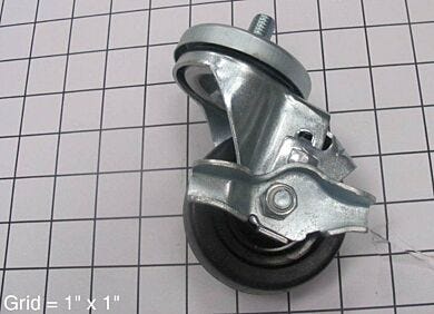 Caster; ISO 8, 3" diameter, Heavy Duty Low Profile, Hard Rubber Wheel ...