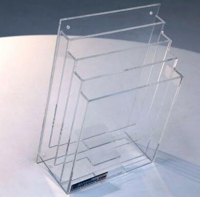 File Holder; 4-Slot, Acrylic, 10" W x 5" D x 15" H 4005-25