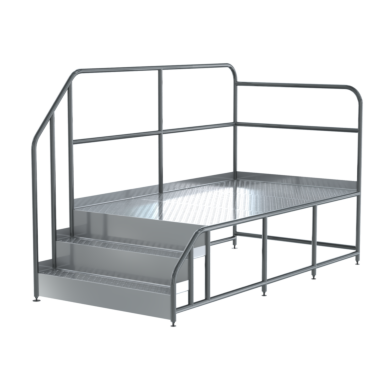 Cleanroom Access Platform; Diamond Plated, Left-Side Hand Rail, 3 Steps ...