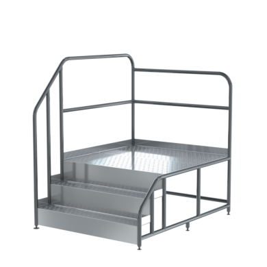 Cleanroom Access Platform; Diamond Plated, Left-Side Hand Rail, 3 Steps ...