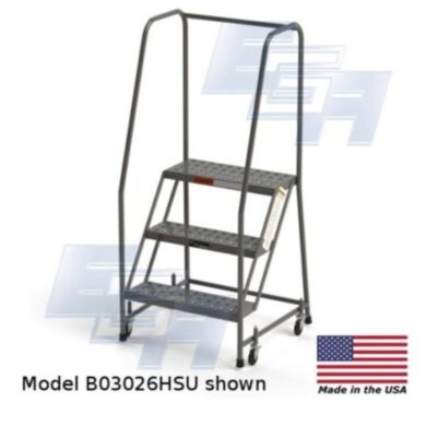 OSHA G3026HSU ROLL-EZY 3-Step Steel Industrial Rolling Ladder, EGA Products