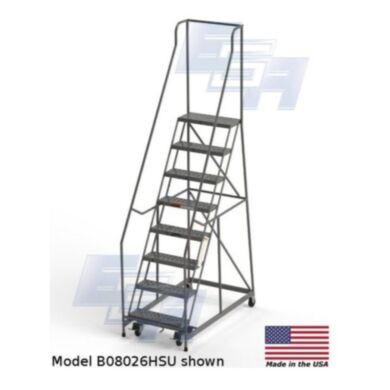 OSHA G8026HSU ROLL-EZY 8-Step Steel Industrial Rolling Ladder, EGA Products