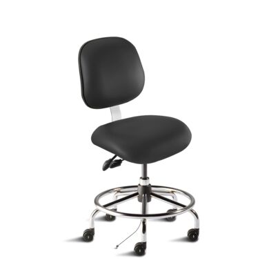Chair; Lab, Vinyl, Black, Tubular Steel, 17" - 22", Ergonomic Backrest ...