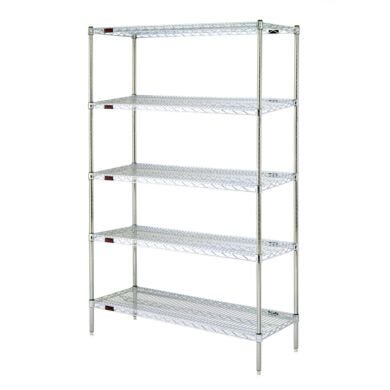 Pre-Configured Stainless Steel Wire Shelf Rack by Eagle; 5 Shelves, 48 ...