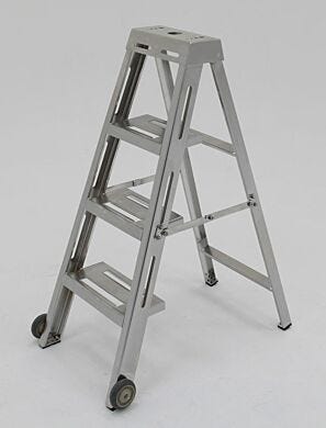 Folding Ladder; 3 Steps, 304 SS, 19.5"W x 5"D x 47.5"H, BioSafe, 225 ...