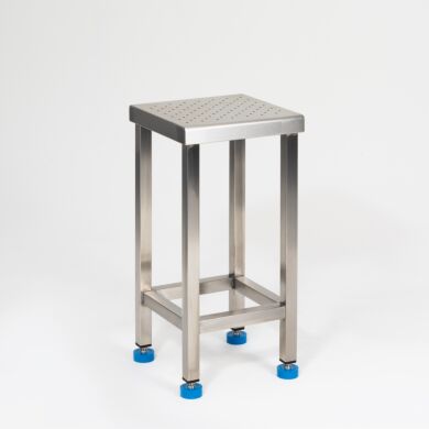 Stool; Lab, Square Seat, Stainless Steel, 24" H, Glides, With Footrest ...