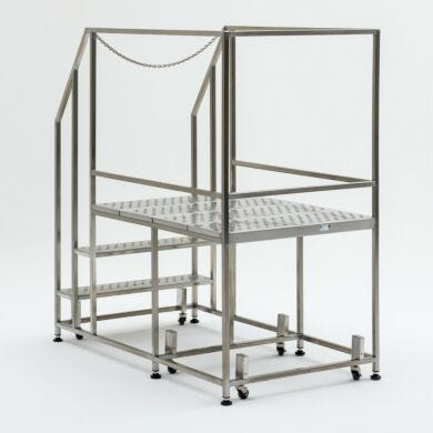 Mobile Work Platform; Diamond Plated, 3 Steps, 304 or 316 SS, 36" W x ...