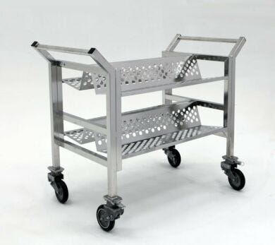 Cart; Cleanroom, Wafer Boxes, Stainless Steel, 51.5" W x 26.5" D x 42.4 ...