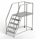 5 Steps 304 or 316L SS Mobile Work Platform with Handrails, Diamond ...