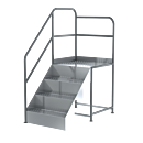 Cleanroom Access Platform; Diamond Plated, Left-Side Hand Rail, 4 Steps ...