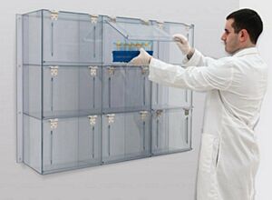 Cleanroom Wall-Mount Stocking and Storage Cabinets