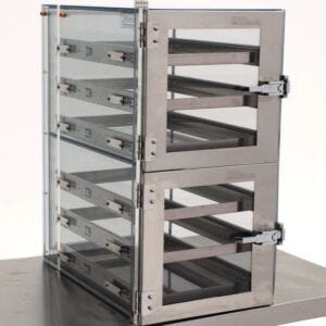 Static-Safe Desiccator Cabinets with Removable Sliding Trays