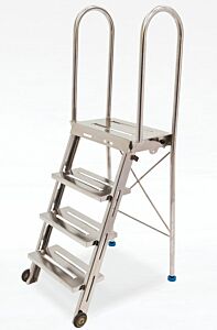 Heavy-Duty Stainless Steel Cleanroom Folding Step Ladder