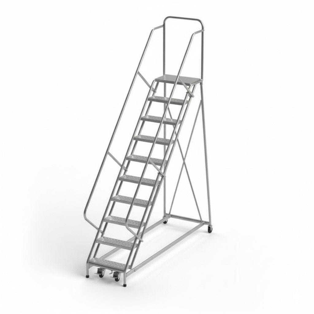 10 Steps Easy-Climb 304 or 316L SS Ladder with Diamond Plating Tread ...