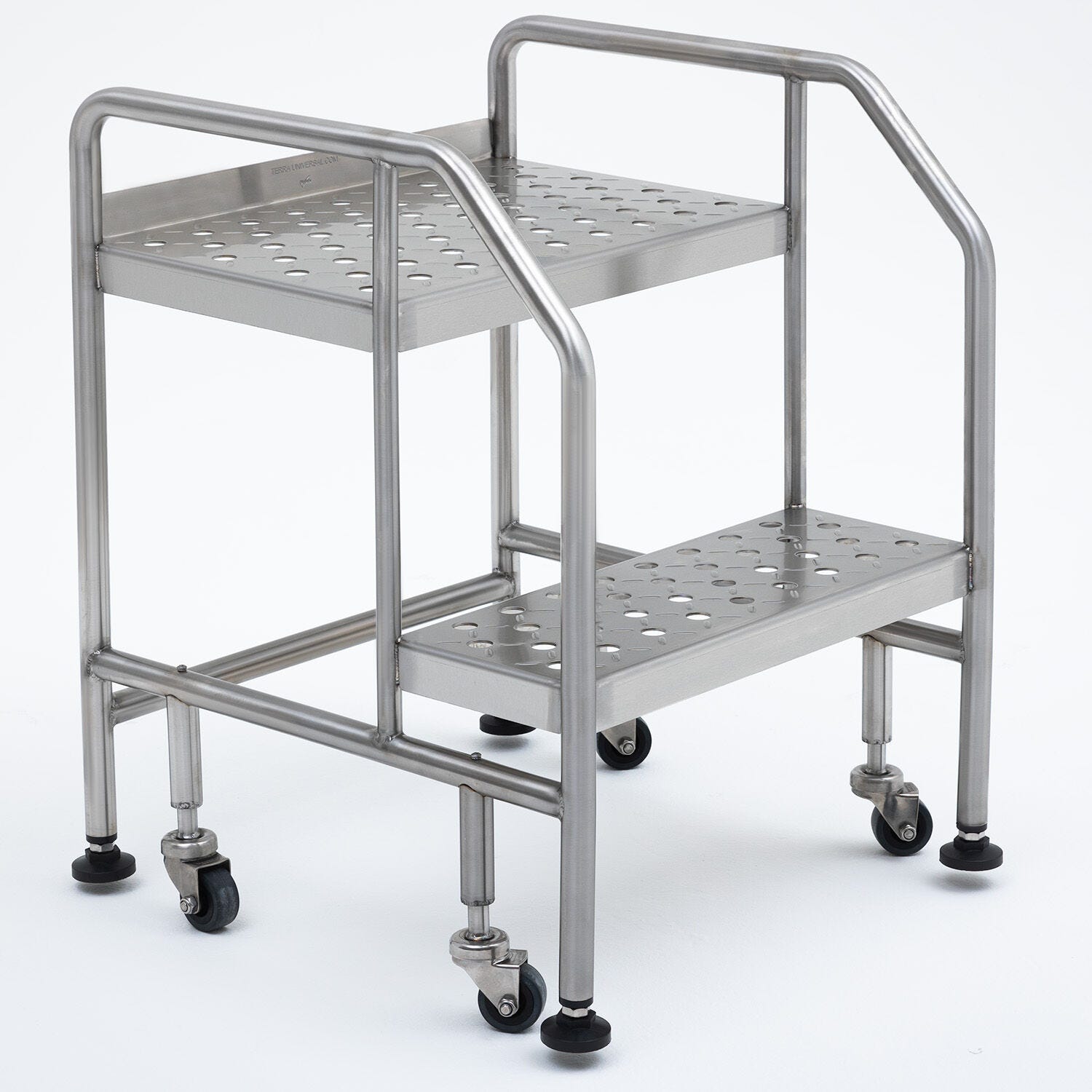 Mobile Step Ladder; BioSafe® Round Tube, Fully Welded, 2 Steps, 304 or ...