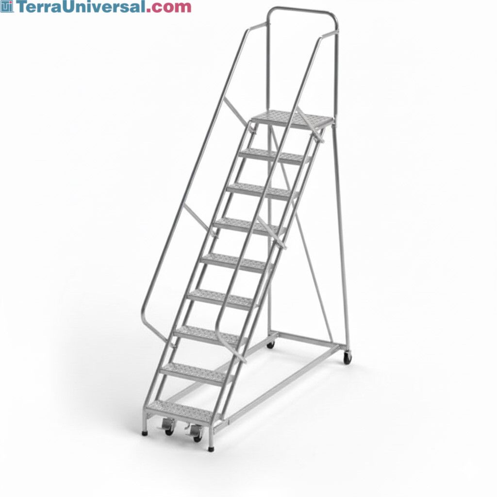 9 Steps Easy-Climb 304 or 316L SS Ladder with Diamond Plating Tread ...