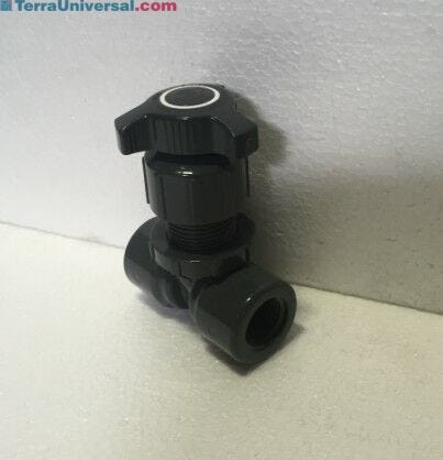 Needle Valve, Panel Mount; PVC, Globe Pattern, 1/4" Female Threaded ...