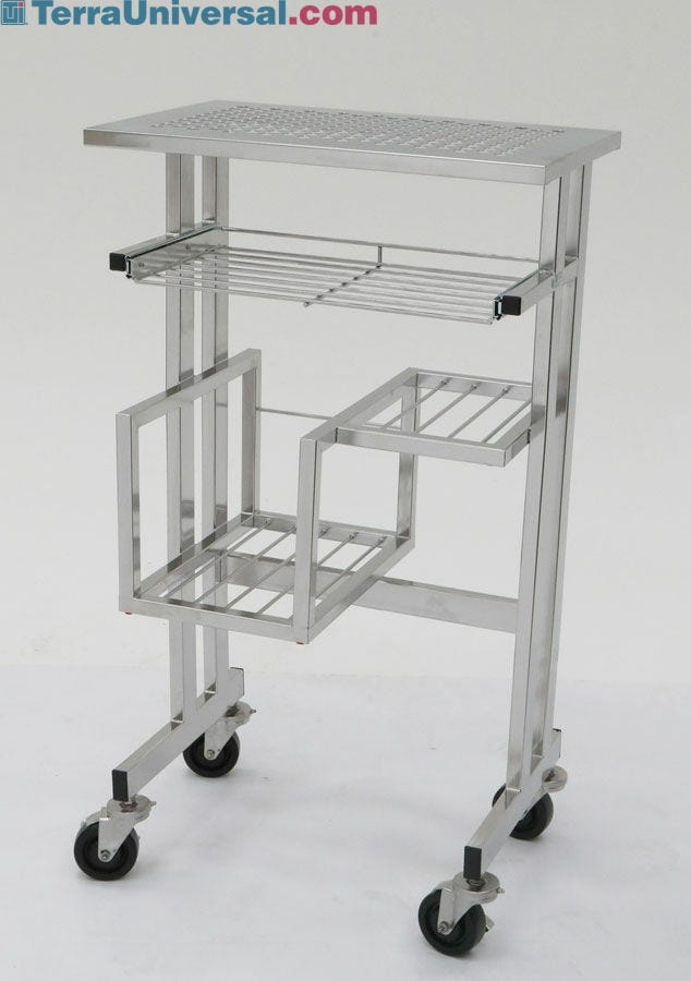 Cart; Cleanroom, Computer, Stainless Steel, 25.8" W x 17" D x 45" H 9600-19