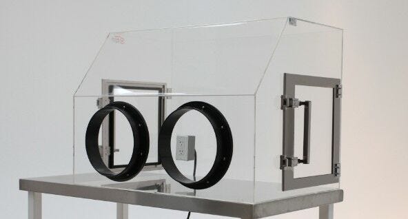 Glovebox; Biohazard Containment, Acrylic, 37" W x 24" D x 25" H, 2 ...