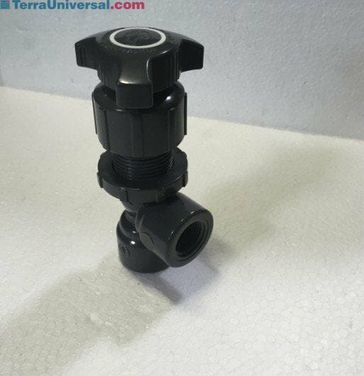 Needle Valve, Panel Mount; PVC, Angle Pattern, 3/8" Female Threaded ...