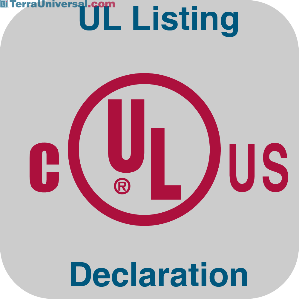 Service; UL Listing Declaration, for Terra Modular Cleanrooms 6600-33 ...