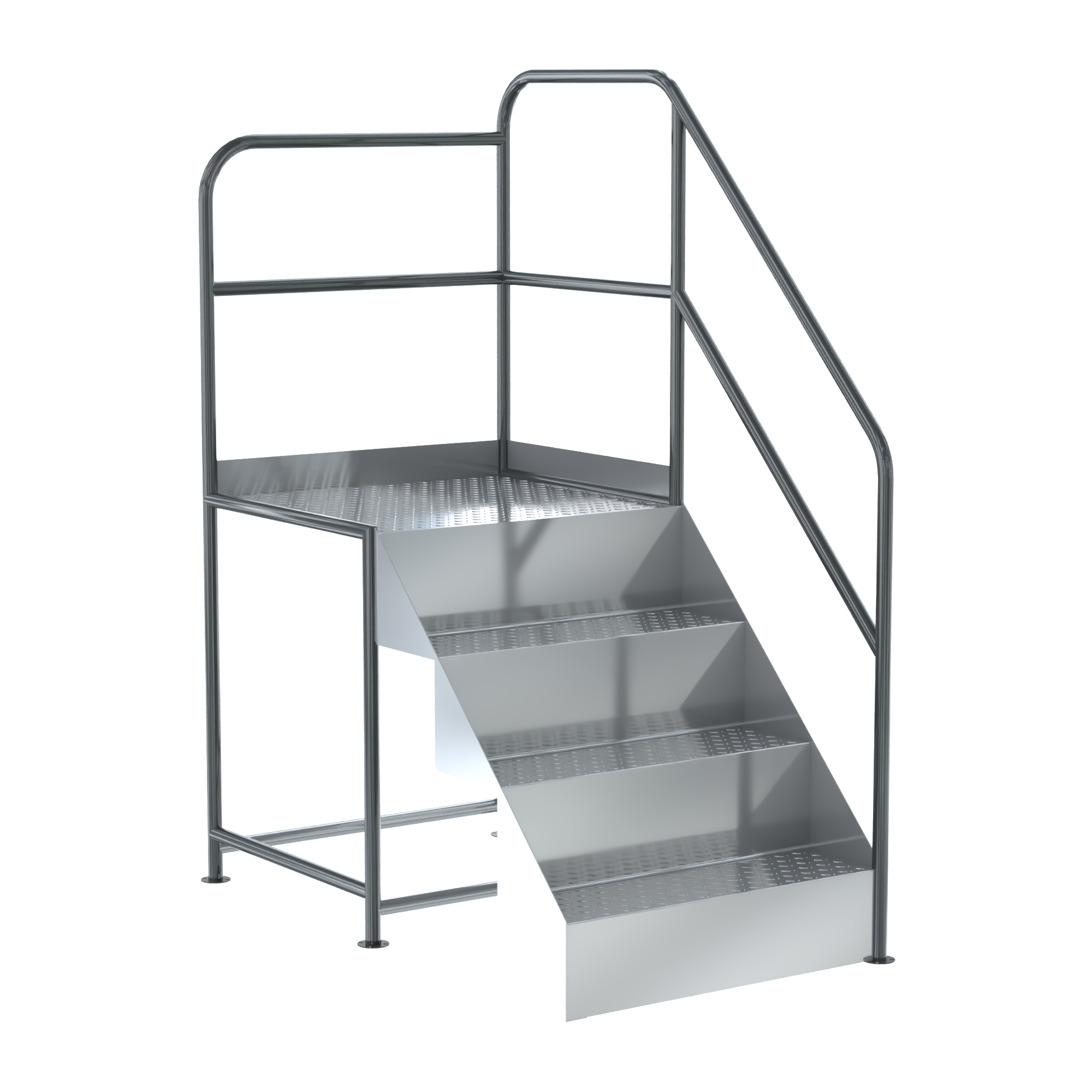 Cleanroom Access Platform; Diamond Plated, Right-Side Hand Rail, 4 ...