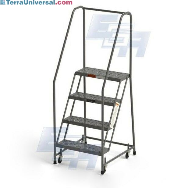 OSHA G4026HSU ROLL-EZY 4-Step Steel Industrial Rolling Ladder, EGA ...