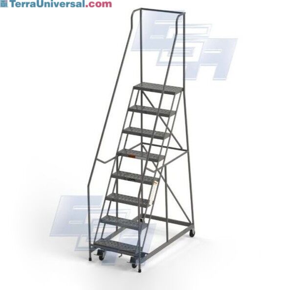 OSHA B8026HSU ROLL-EZY 8-Step Steel Industrial Rolling Ladder, EGA ...
