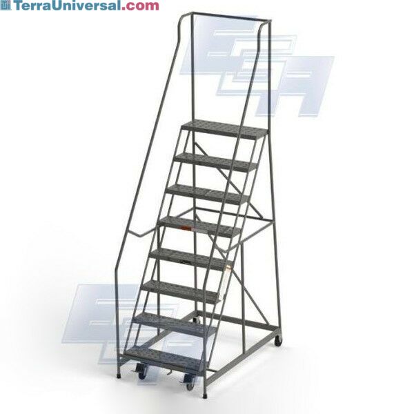 OSHA B8032HSU ROLL-EZY 8-Step Steel Industrial Rolling Ladder, EGA ...