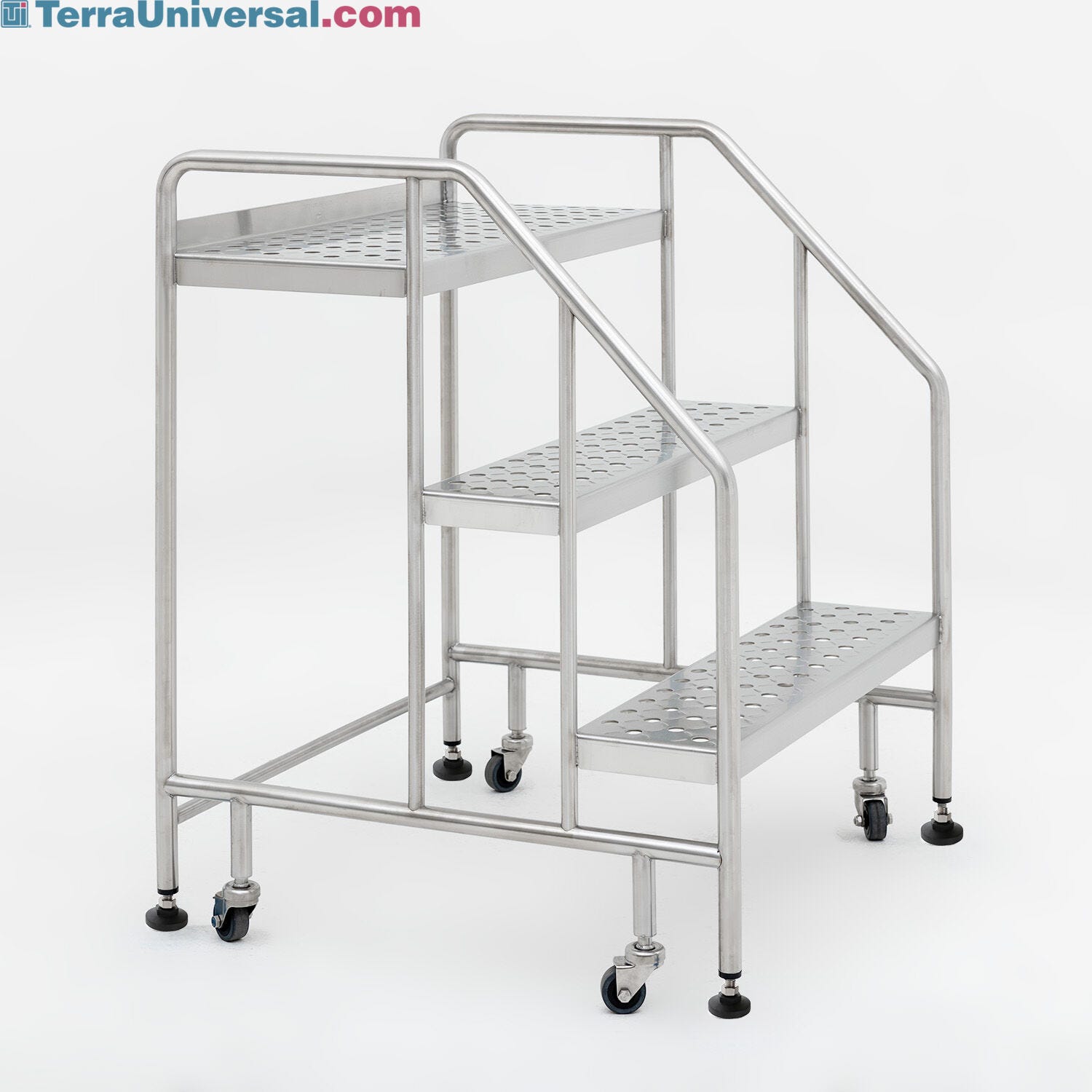 Mobile Step Ladder; Round Tube, Fully Welded, 5 Steps, 304 or 316 ...