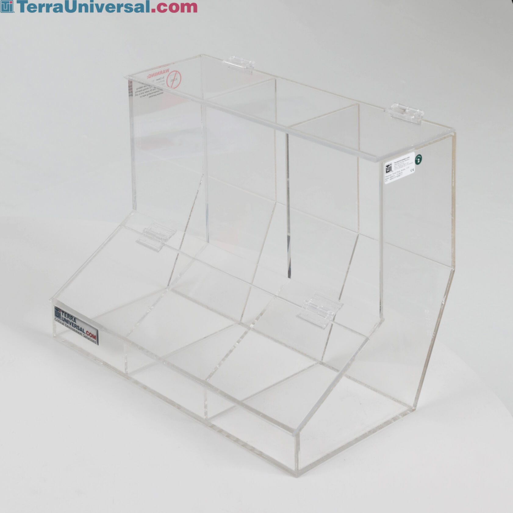 Dispenser; Small Parts, Acrylic, 17.5" W x 10.5" D x 13" H, 3 ...