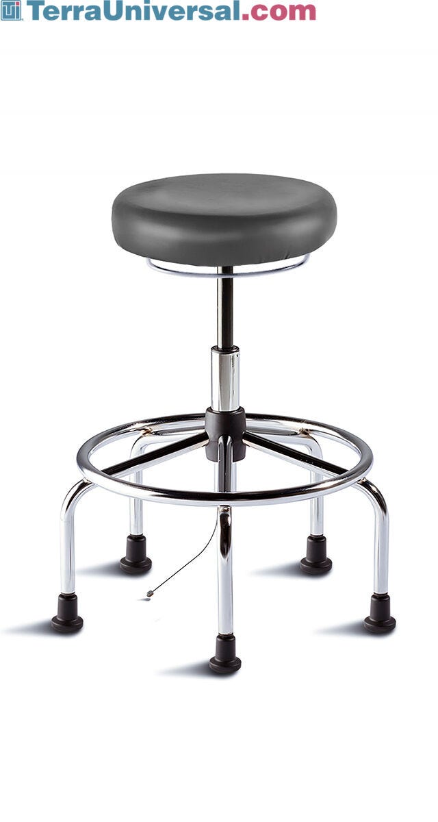 Stool; ISO 8, ESD Wool, Blue, Tubular Steel, 25" - 32", Standard Seat ...