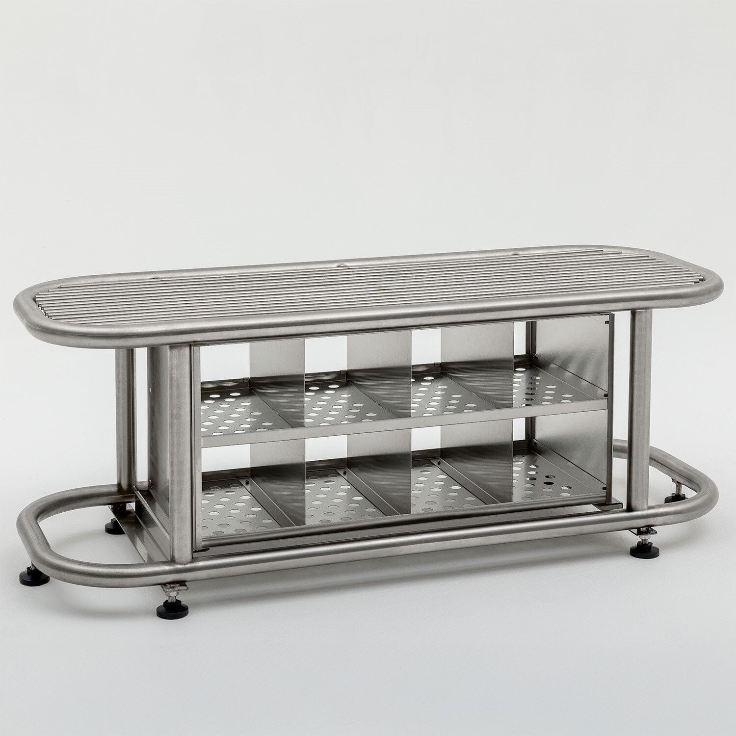 BioSafe® Gowning Bench; 304 Stainless Steel, Tubular Top, 49.2" W x 18. ...