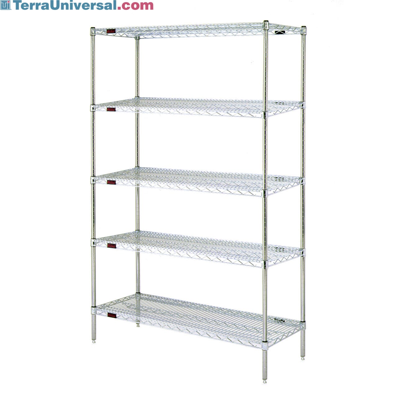 Pre-Configured Stainless Steel Wire Shelf Rack by Eagle; 5 Shelves, 48 ...