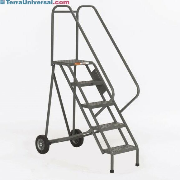 S001 Five-Step Steel Folding Ladder with Handrails by EGA Products ...