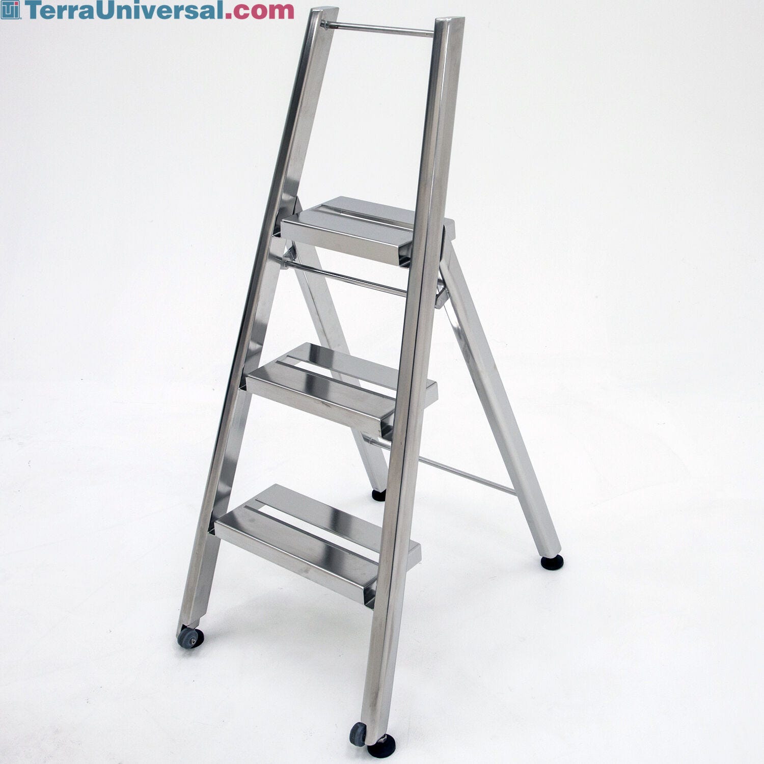 Heavy-Duty Stainless Steel Cleanroom Folding Step Ladder