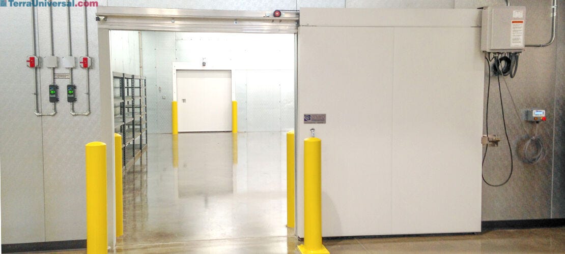 Automatic Sliding White Stucco Embossed Steel Cold Door by ASI, Model ...