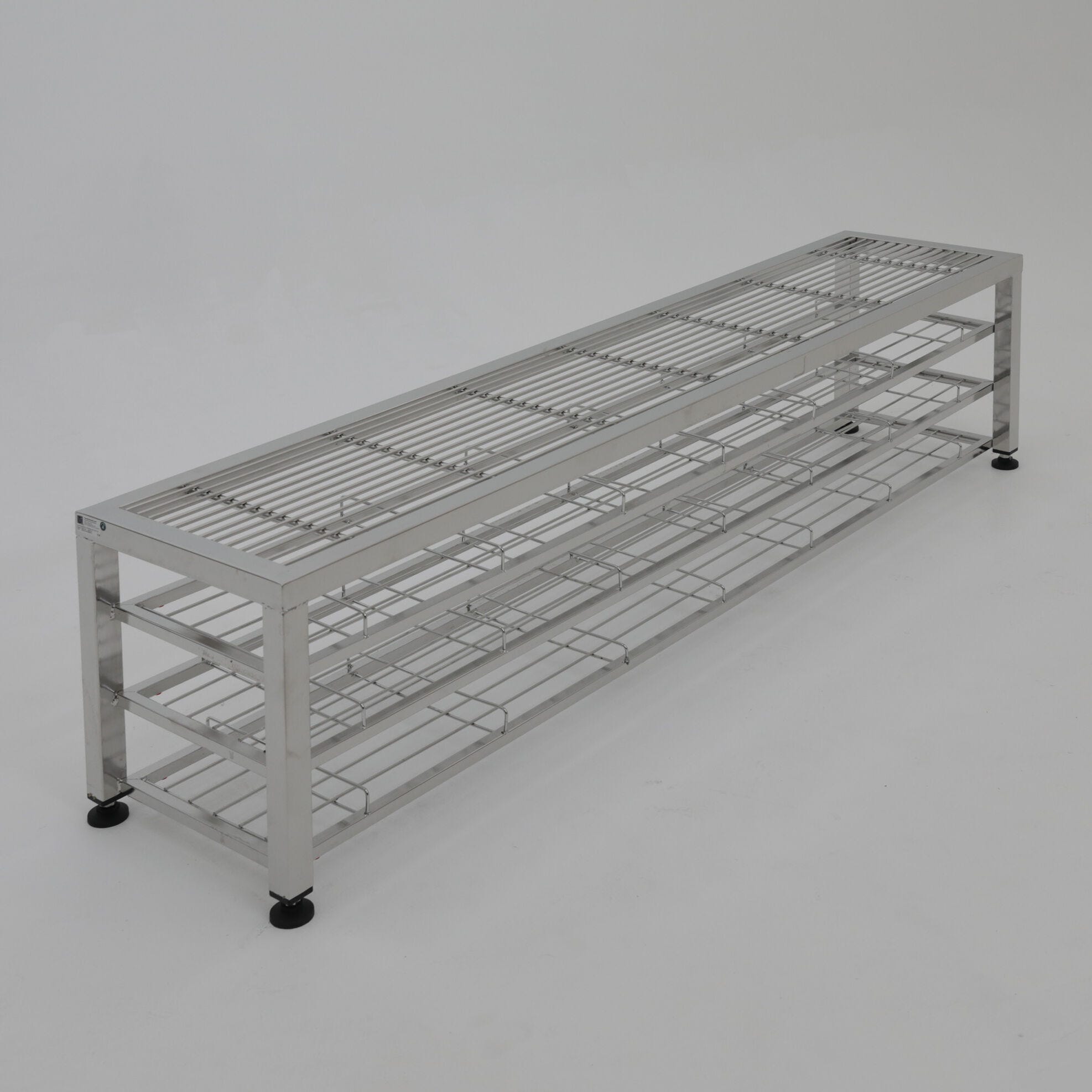 BioSafe® Gowning Bench; 304 Stainless Steel, Rod Top, 72" W x 16" D x ...