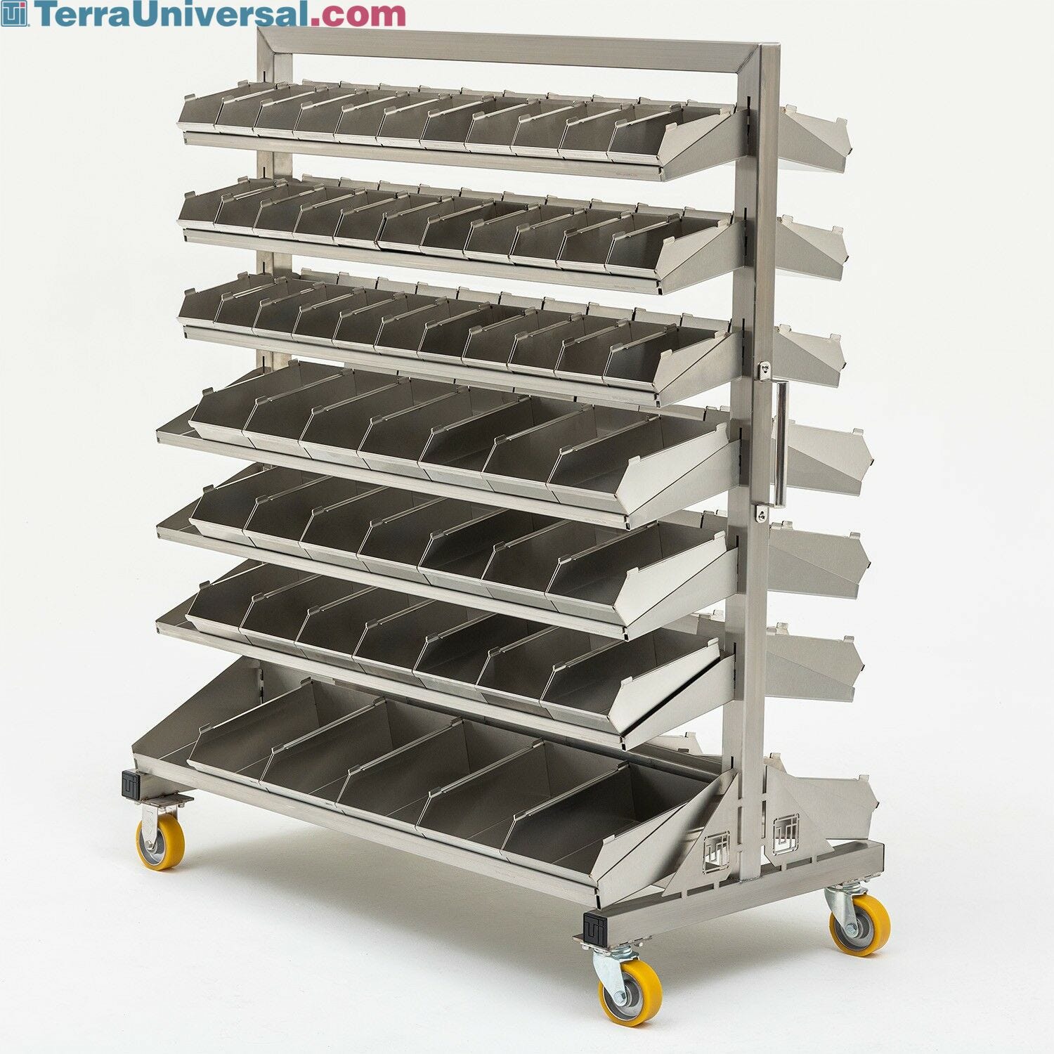 Mobile Storage Rack; Bins, Stainless Steel, 50" W x 26" D x 60" H, 14 ...