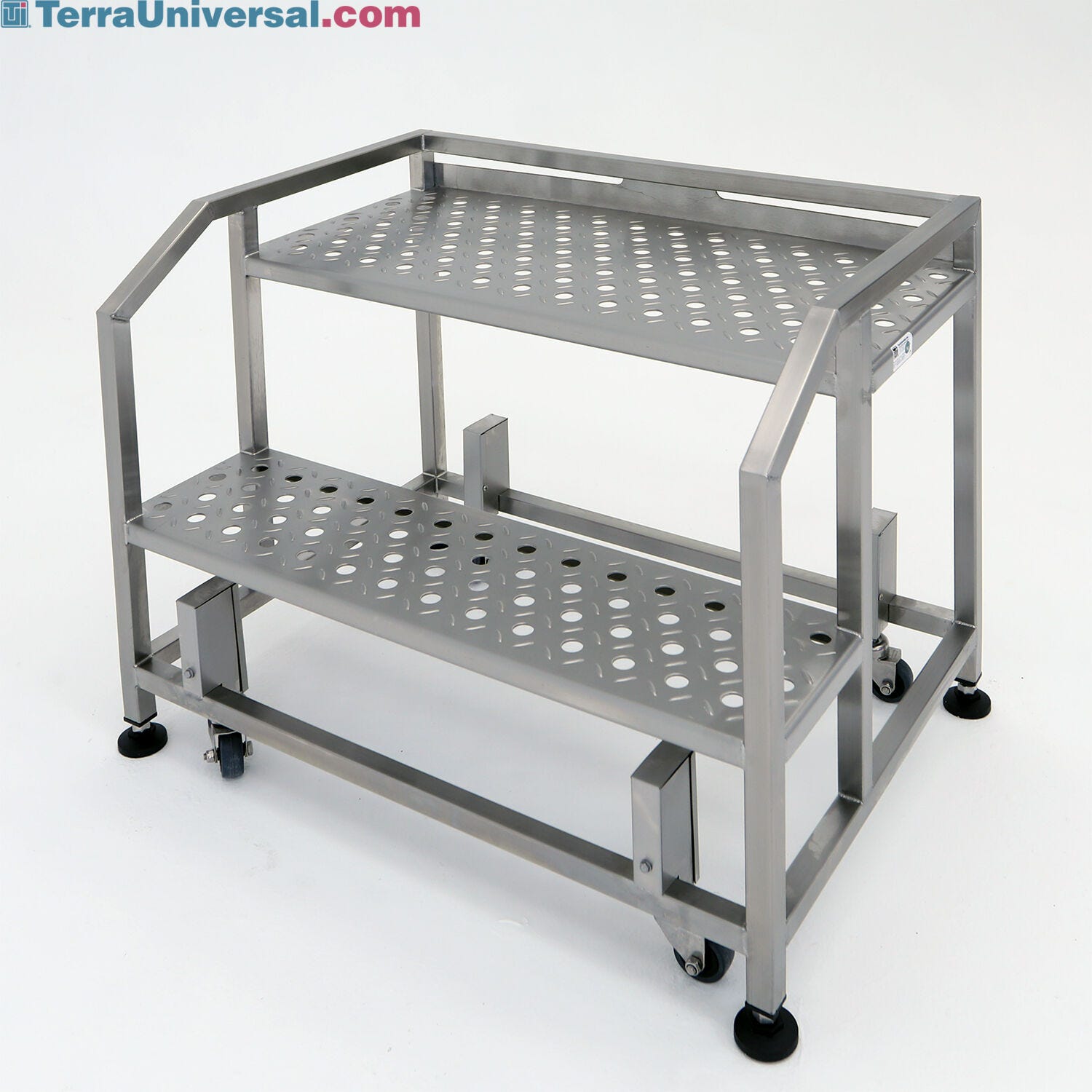 Mobile Step Stairs; Diamond Plated, 2 Steps, 304 or 316 SS, 30" W x 21. ...