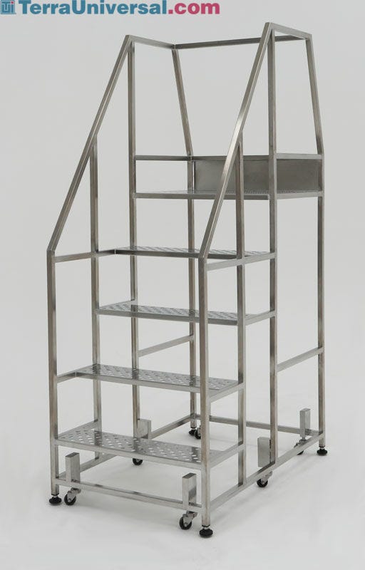 Mobile Step Stairs; Diamond Plated, 5 Steps, 304 or 316 SS, 30" W x 78 ...
