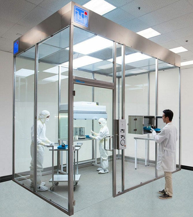 Cleanroom; Hardwall, Modular, Tempered Glass Panels, 304 Stainless ...