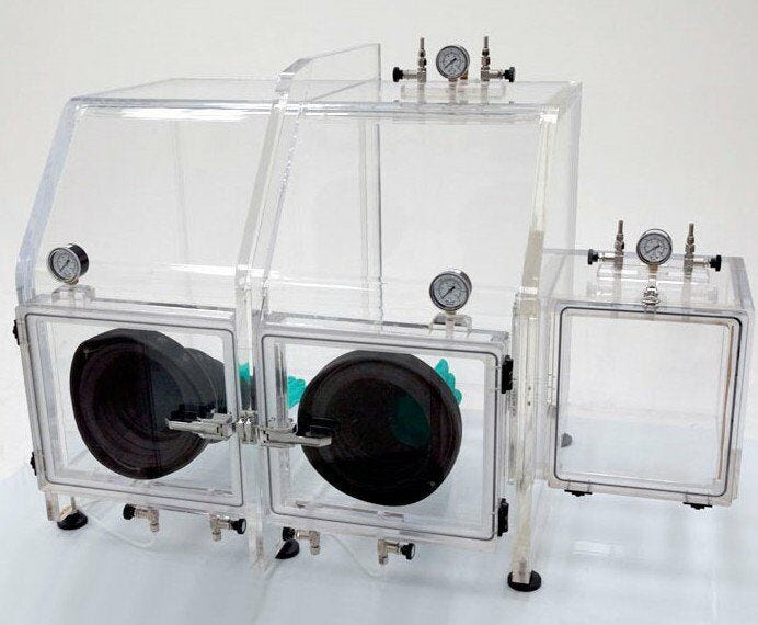 Glovebox; Negative Pressure Exhaust, Acrylic, 48" W x 28" D x 30" H, 2 ...