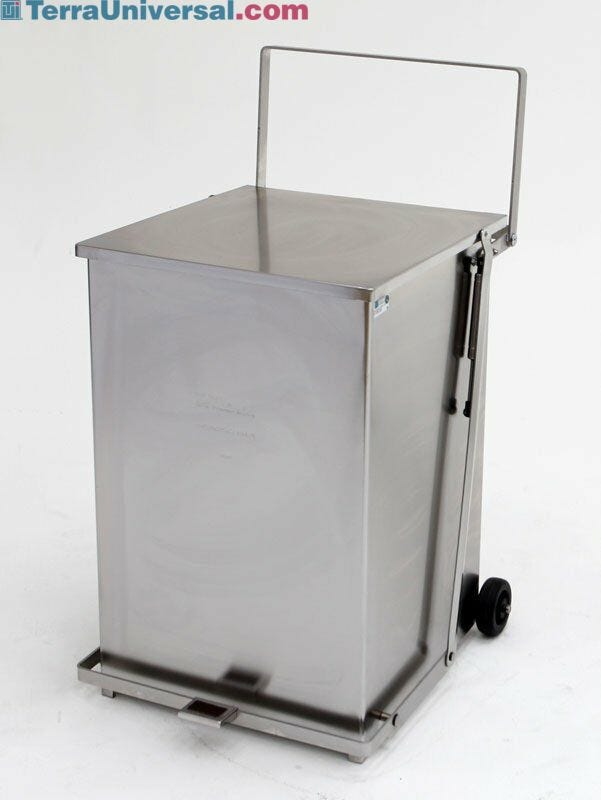 Waste Receptacle; Mobile Step-On, 304 or 316 Stainless Steel, 19"W x 19 ...